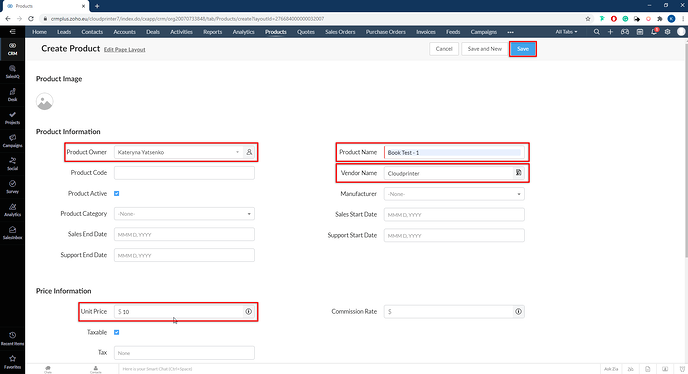 How to create and configure products